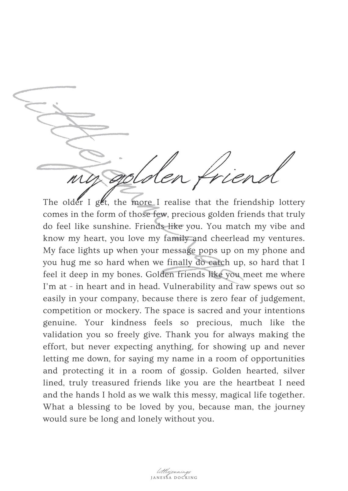Golden Friend. A Love Letter to Those Special Few. - Etsy