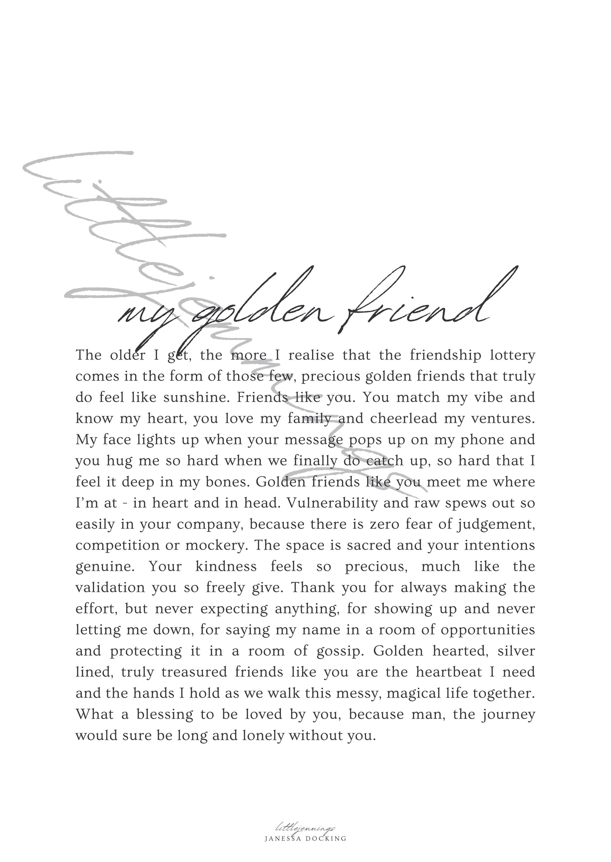 Golden Friend. A Love Letter to Those Special Few. - Etsy
