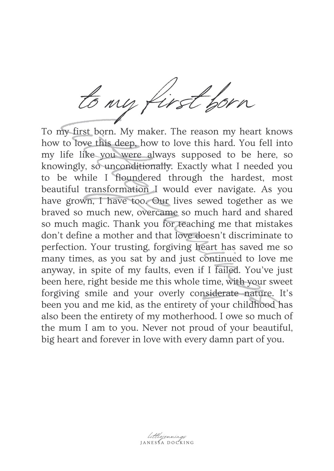 My First Born. A Thank You Note to the Eldest. - Etsy