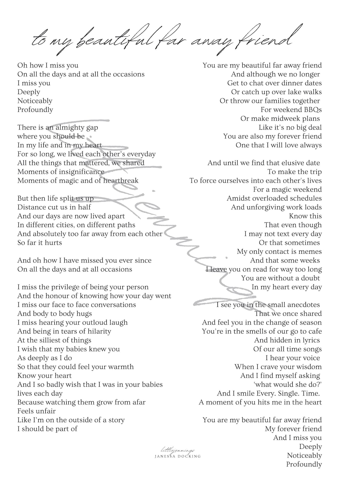 Far Away Friend. A Love Letter to Friendship. - Etsy