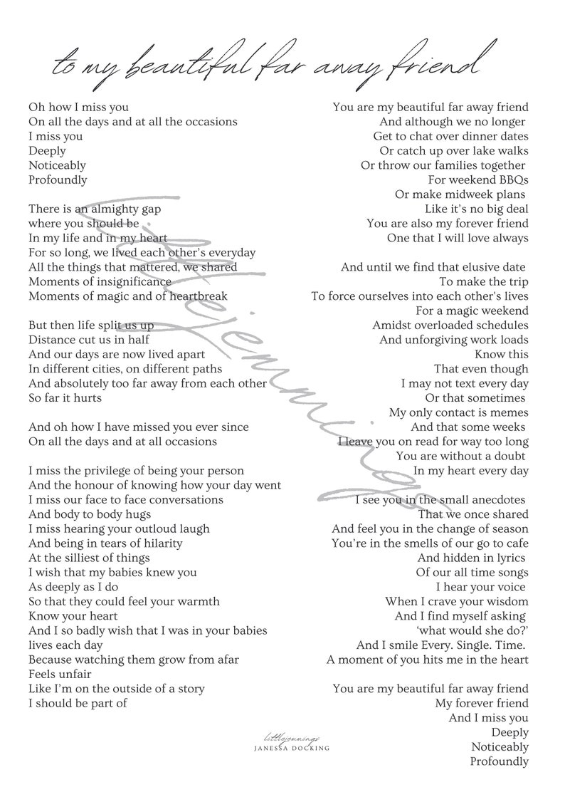 Far Away Friend. A Love Letter to Friendship. - Etsy