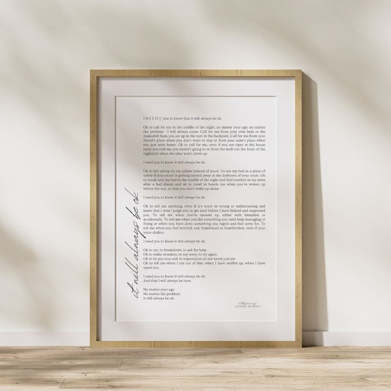 It Will Always Be Ok. A Promise Poem to Your Child. - Etsy