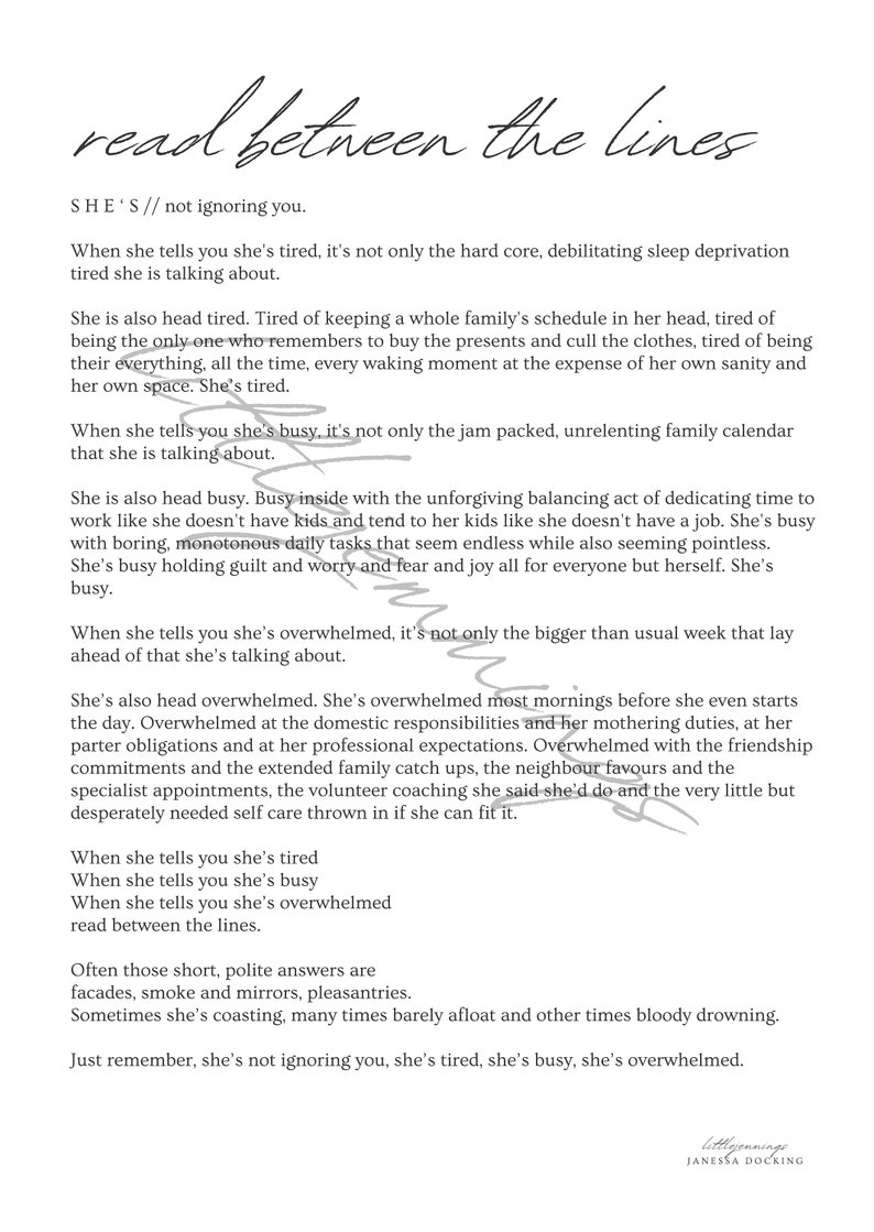 Read Between the Lines. A Reminder Poem for Parents. - Etsy