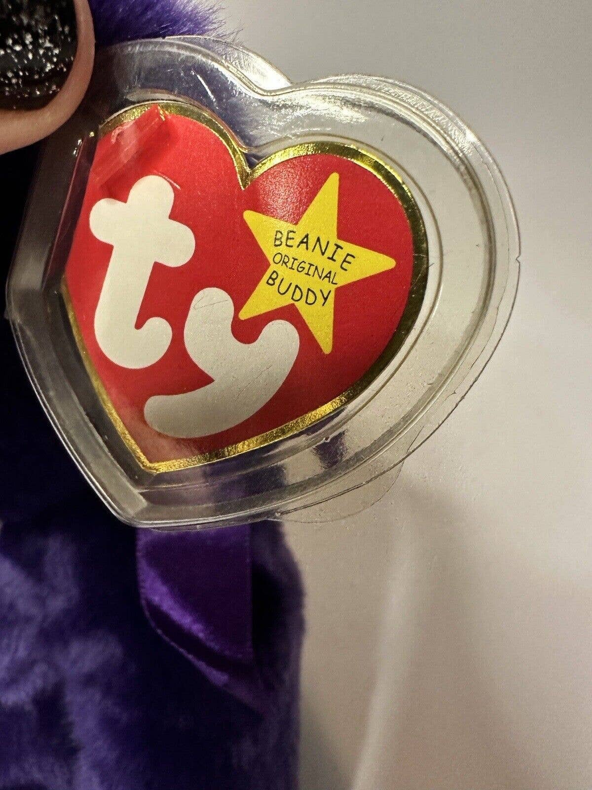 Ty Beanie Buddy Princess Diana Purple Bear 1998 Original 14 White Rose ...