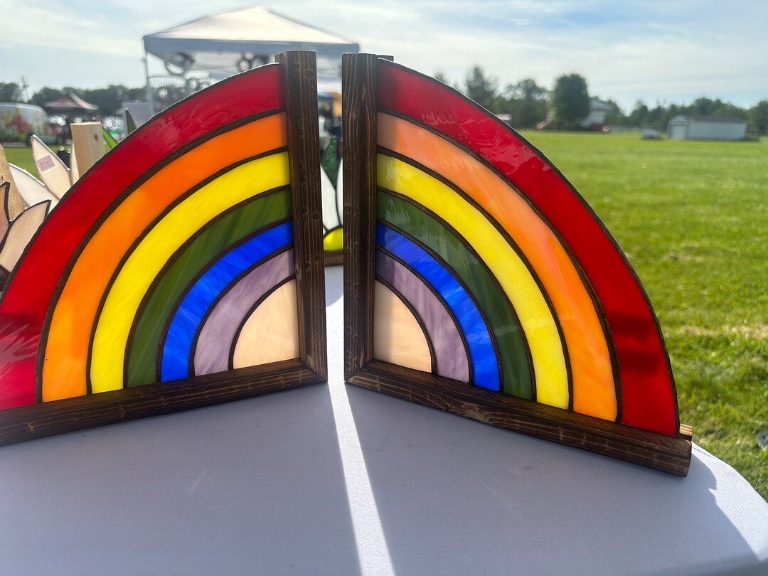 Stained Glass Rainbow Book End single - Etsy