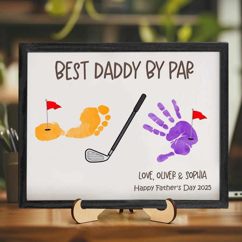 Best Dad by Par Gift, Father’s Day Golf Handprint Sign, Golf Theme Gift ...