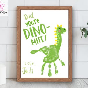 Father's Day Dinosaur Printable Handprint Craft Sign, Fathers Day Gift ...