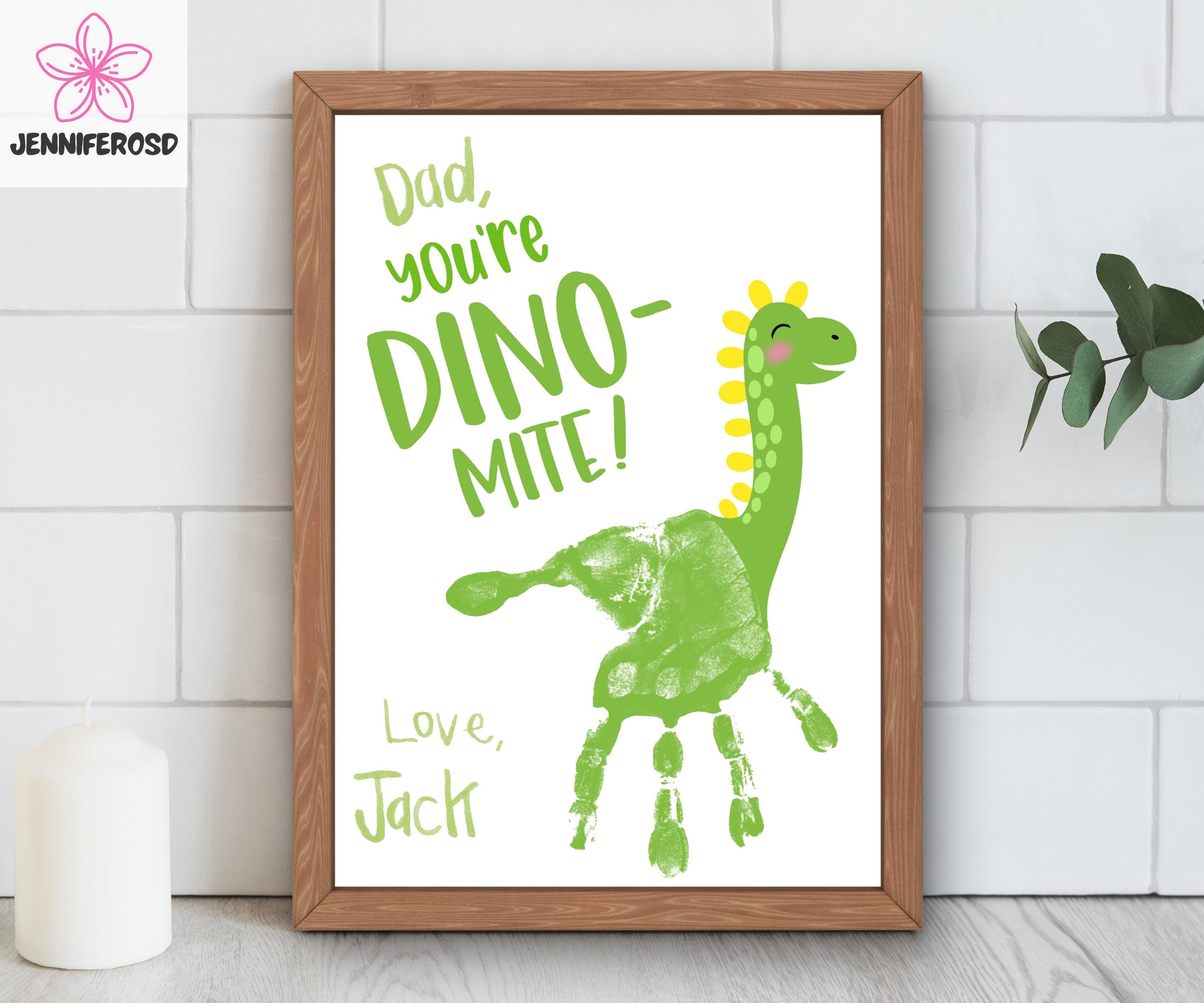 Father's Day Dinosaur Printable Handprint Craft Sign, Fathers Day Gift ...