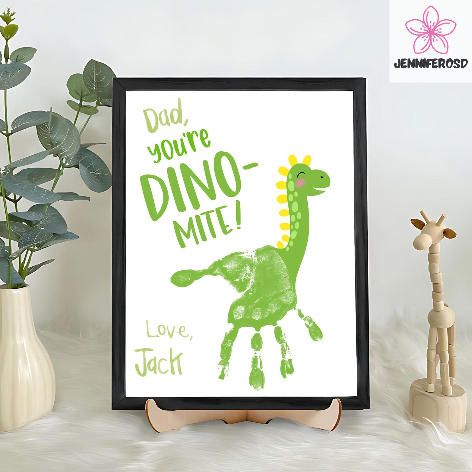 Father's Day Dinosaur Printable Handprint Craft Sign, Fathers Day Gift ...