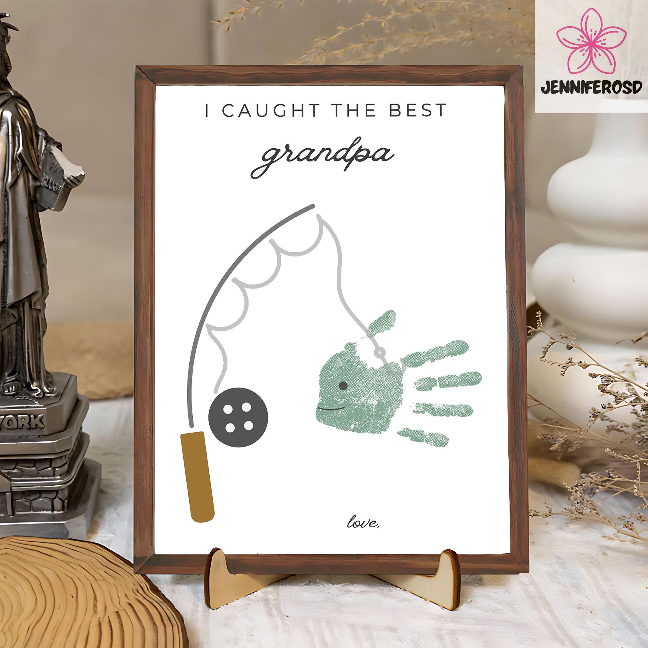 Grandpa Fish Handprint Sign, Father's Day Baby Footprint Arts Craft ...