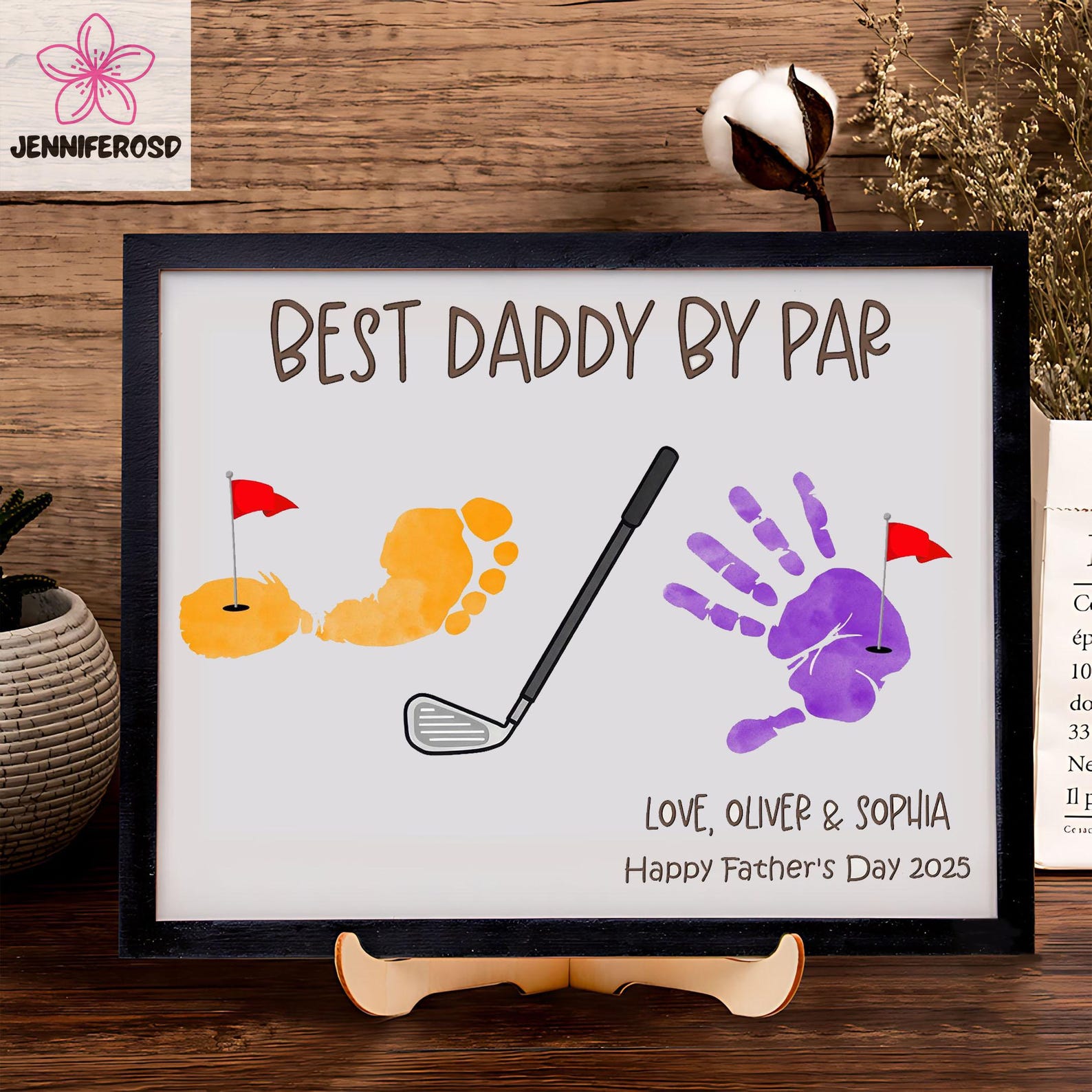 Best Dad by Par Gift, Father’s Day Golf Handprint Sign, Golf Theme Gift ...