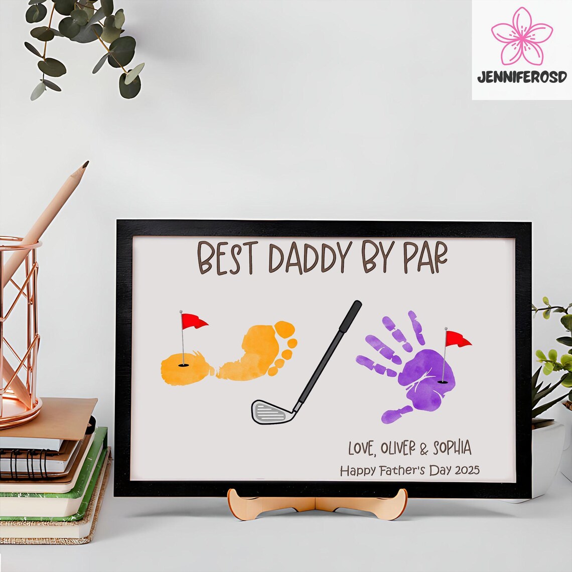 Best Dad by Par Gift, Father’s Day Golf Handprint Sign, Golf Theme Gift ...