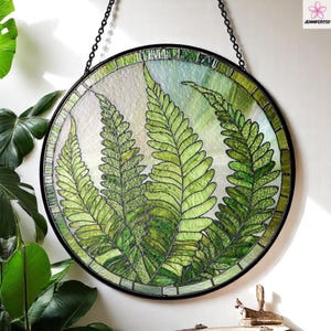 Fern Plant Glass Suncatcher, Fern Plant Light Catcher Ornament, Plant ...