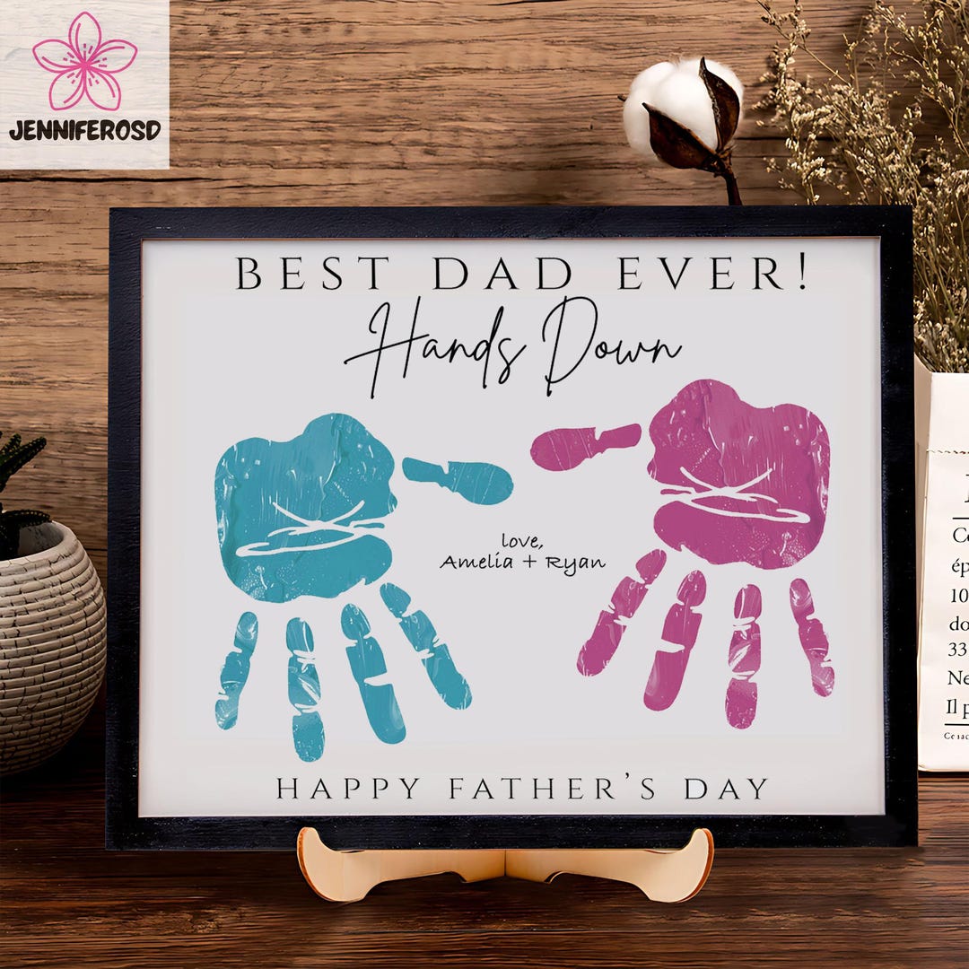 Best Dad Hands Down, Fathers Day Handprint Craft Sign, Fathers Day Gift ...