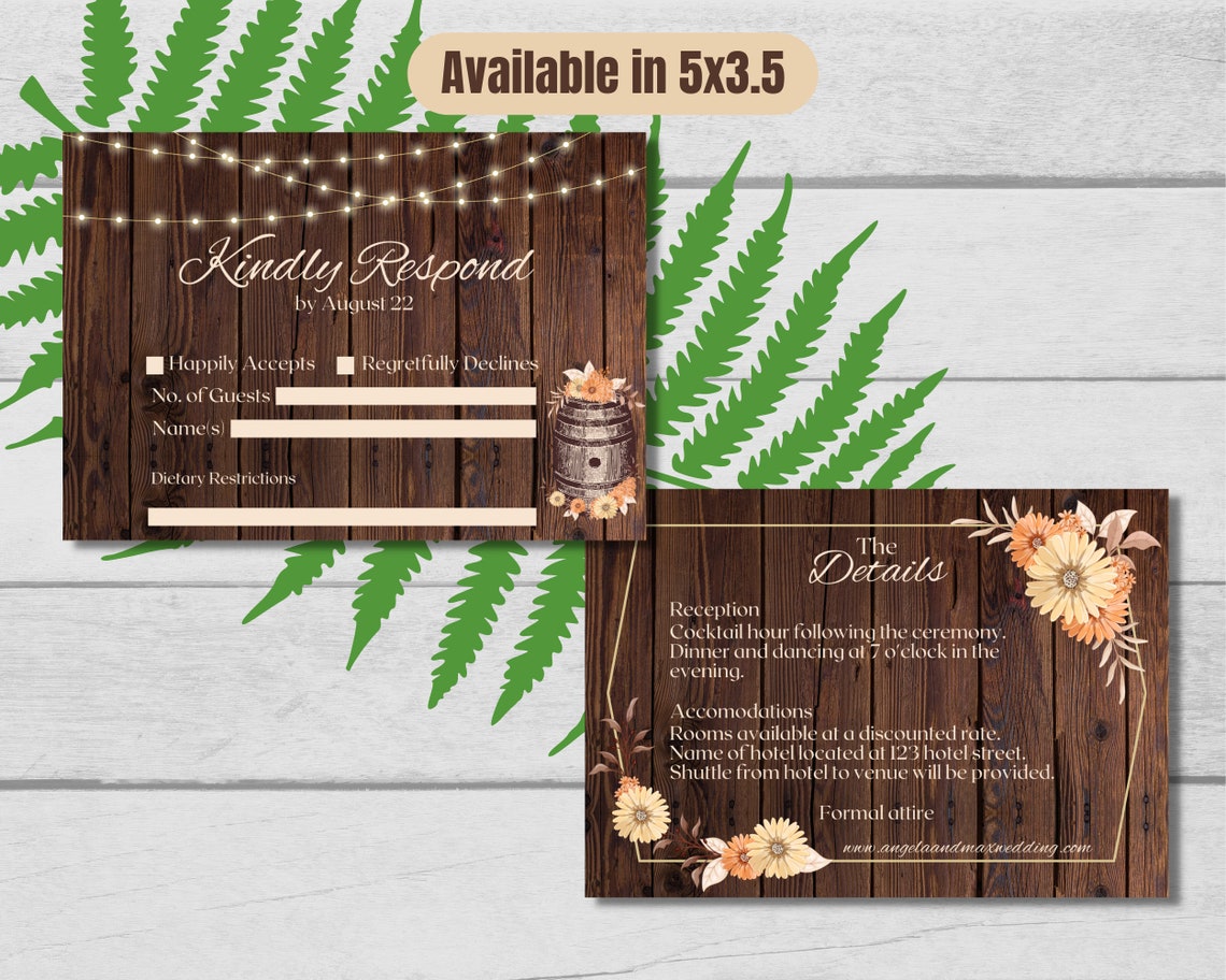 Rustic Wedding Invitation Template Rustic Floral Wedding - Etsy