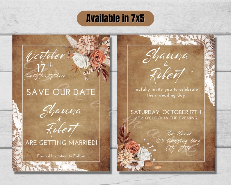 Rustic Wedding Invitation Template, Rustic Floral Wedding Invitation ...
