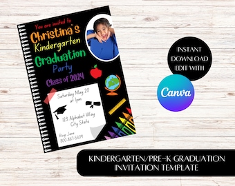 Kindergarten Graduation Party Invitation, Preschool Graduation ...