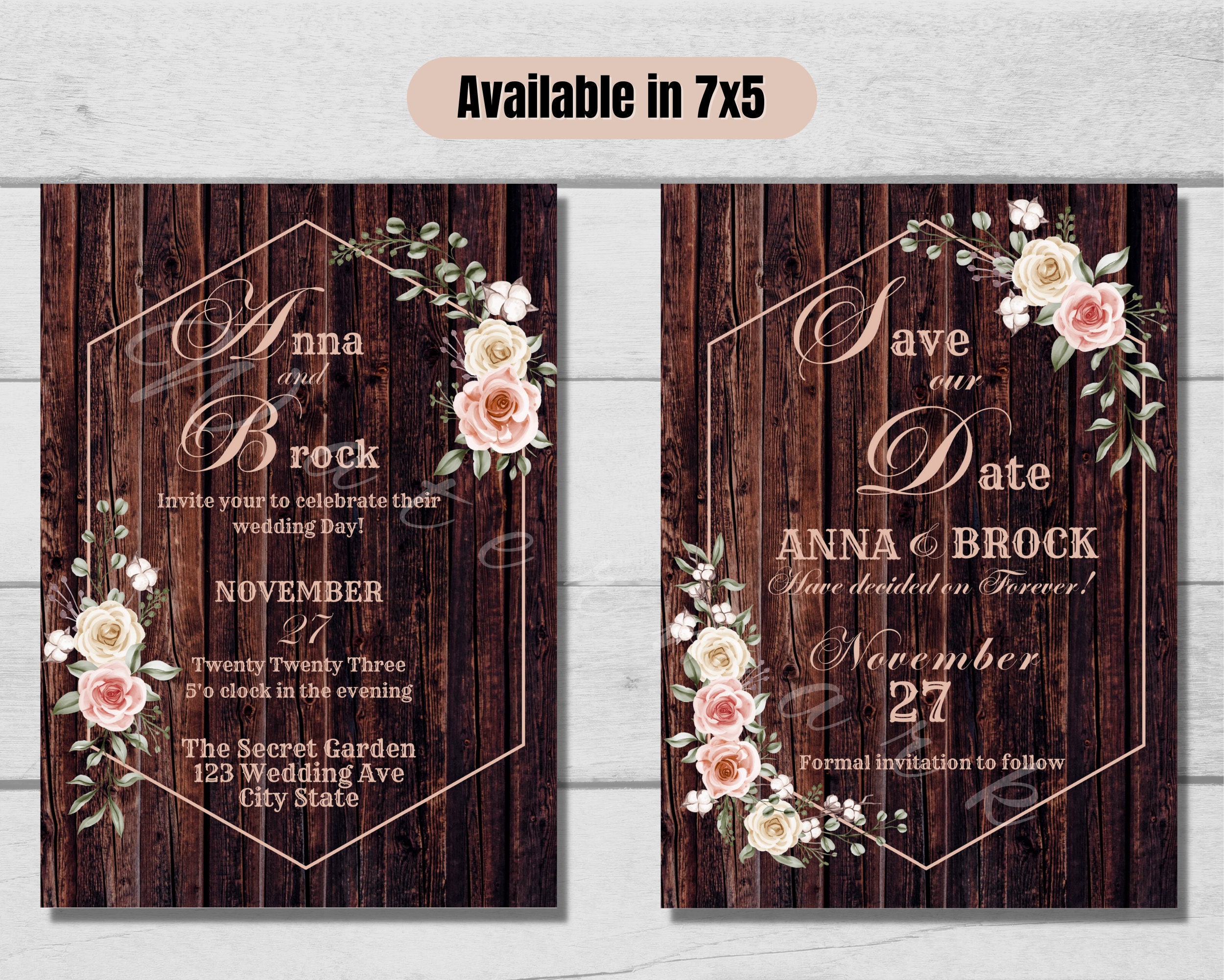 Rustic Wedding Invitation Template Rustic Floral Wedding Invitation ...
