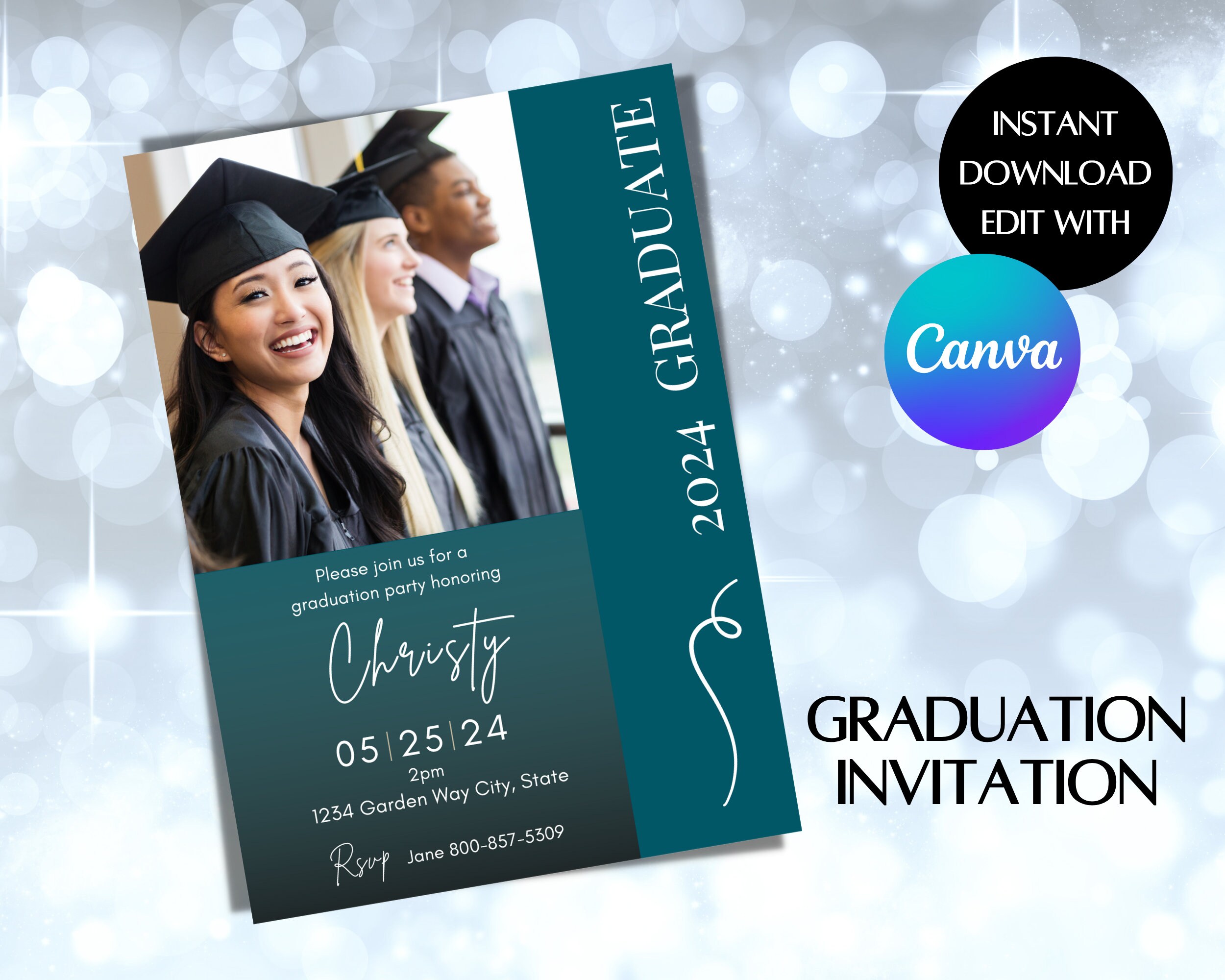 Graduation Announcement, Graduation Invitation Template, Graduation ...