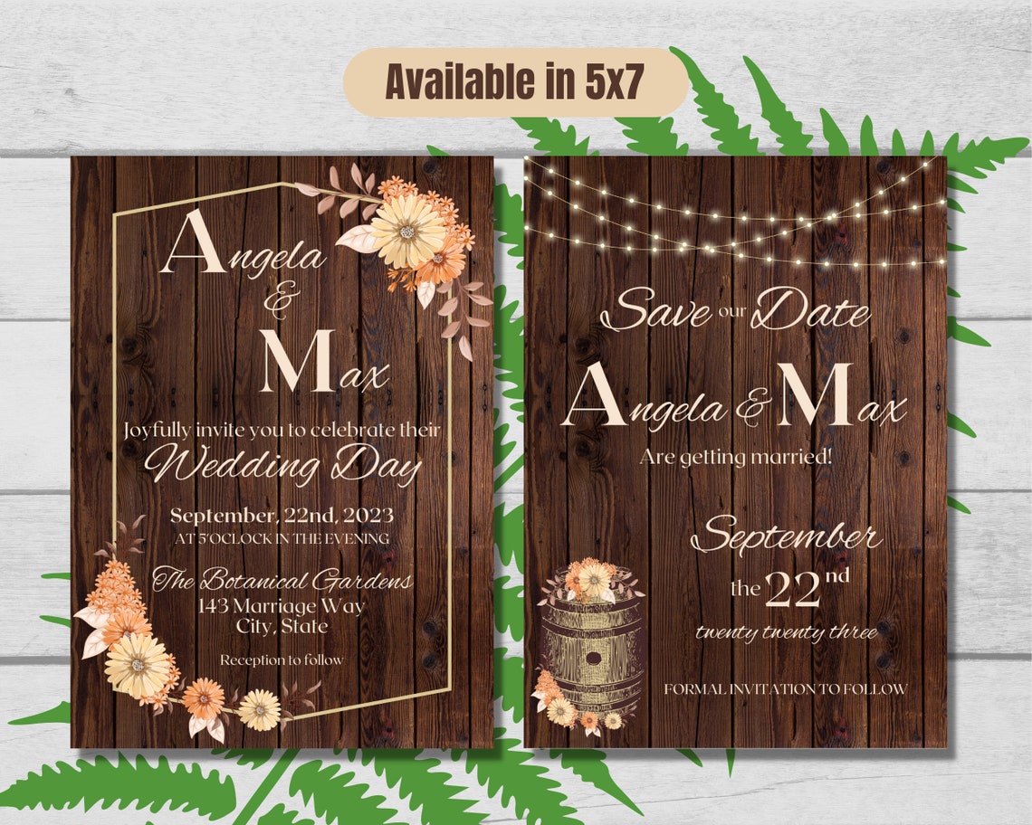 Rustic Wedding Invitation Template Rustic Floral Wedding - Etsy