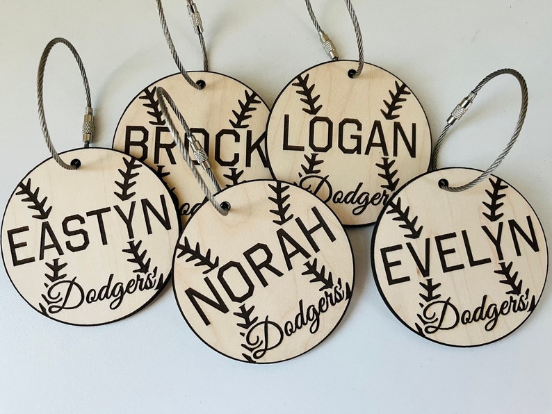 Personalized Baseball Wood Engraved Bag Tag, Baseball, Wood, Custom ...