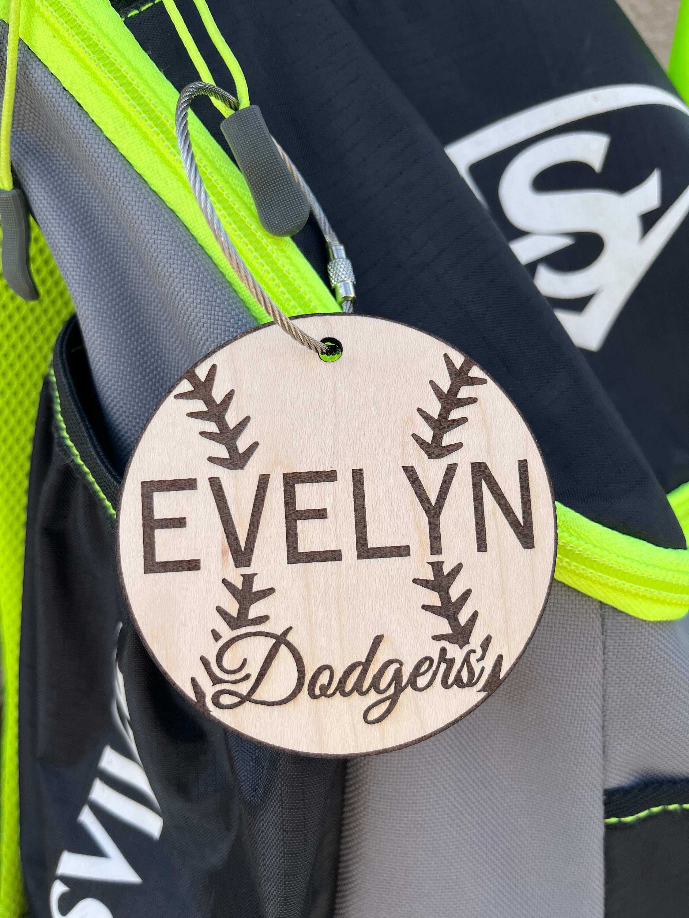 Personalized Baseball Wood Engraved Bag Tag, Baseball, Wood, Custom ...