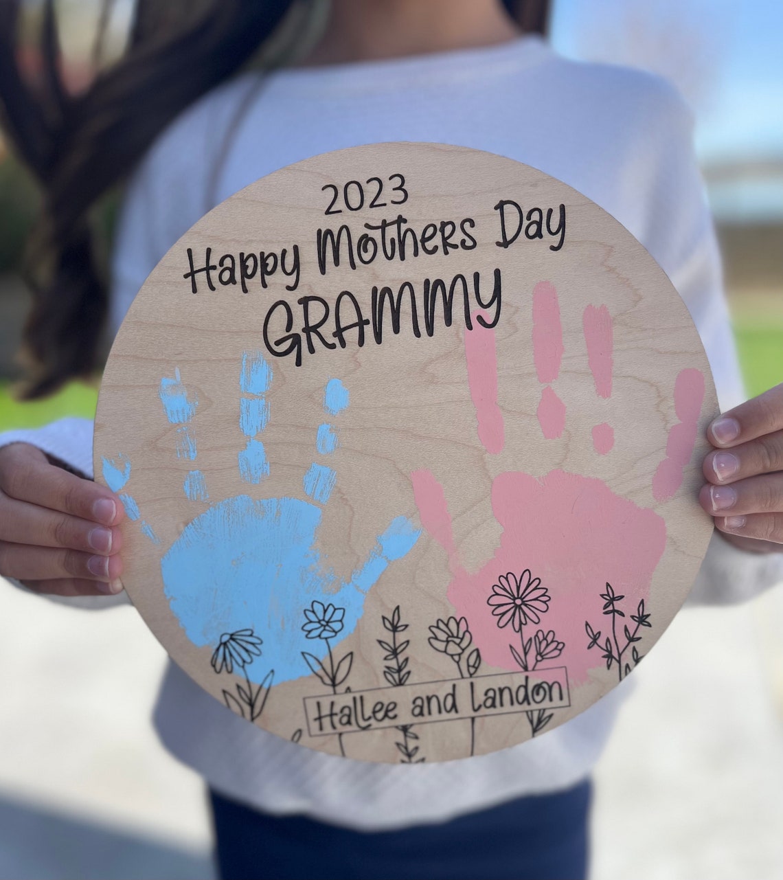 DIY Handprint Sign, Mother’s Day Sign for Grandma, Mothers Day Sign ...