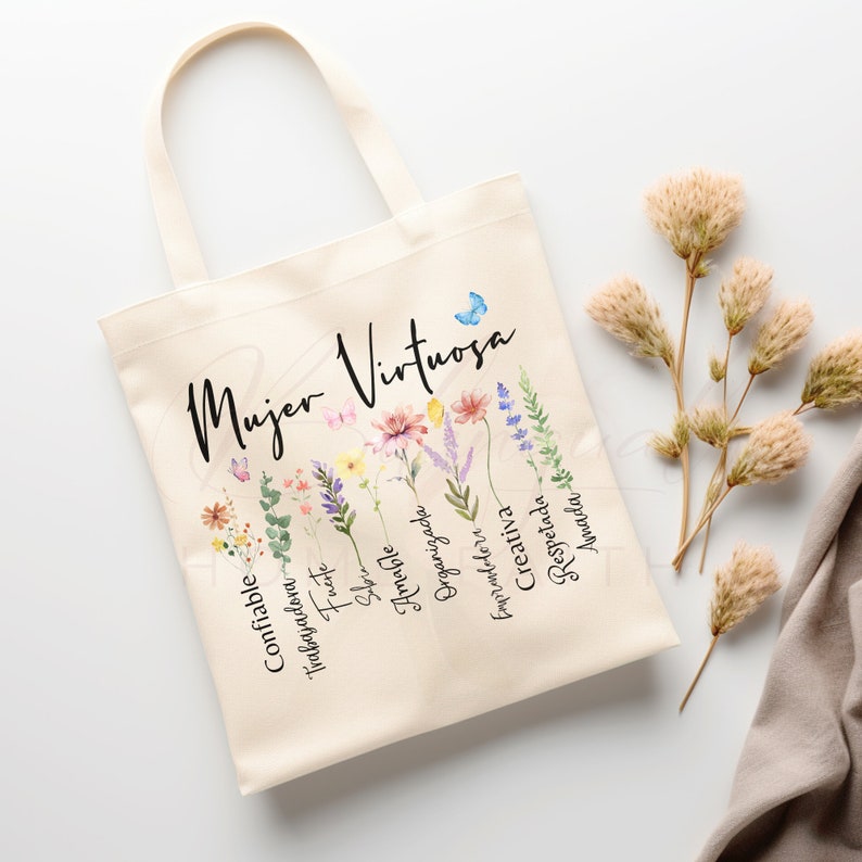 Spanish Proverbs 31 Tote Bag Bible Verse Mujer Virtuosa Regalo Amiga ...