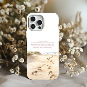 Footprints on the Sand Poem Bible Verse Phone Case Christian Friend ...