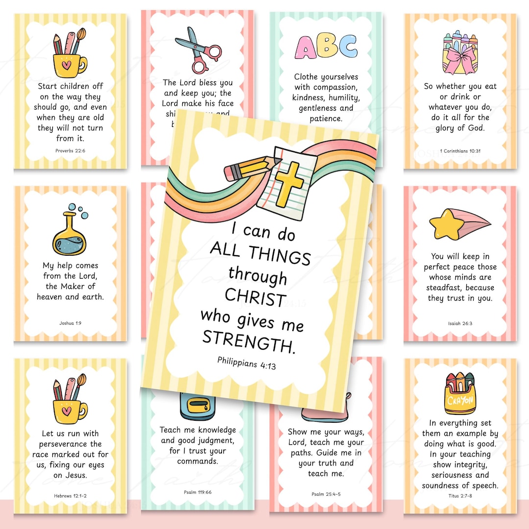 Printable Teacher Scripture Cards Bible Verse Encouragement Gift for ...