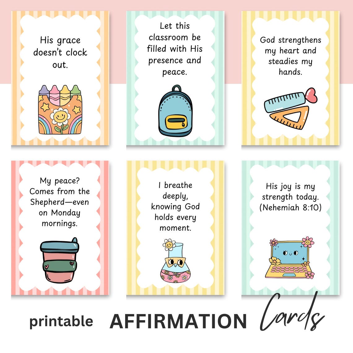 Christian Teacher Affirmation Cards Printable Encouragement Gift for ...