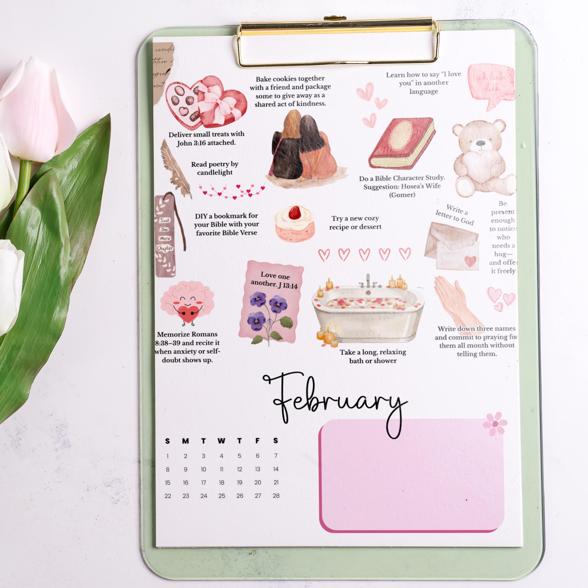 Christian Bucket List Calendar 2026 Watercolor Wall Calendar for Preppy ...