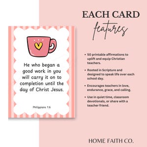 Printable Teacher Scripture Cards Bible Verse Encouragement Gift for ...