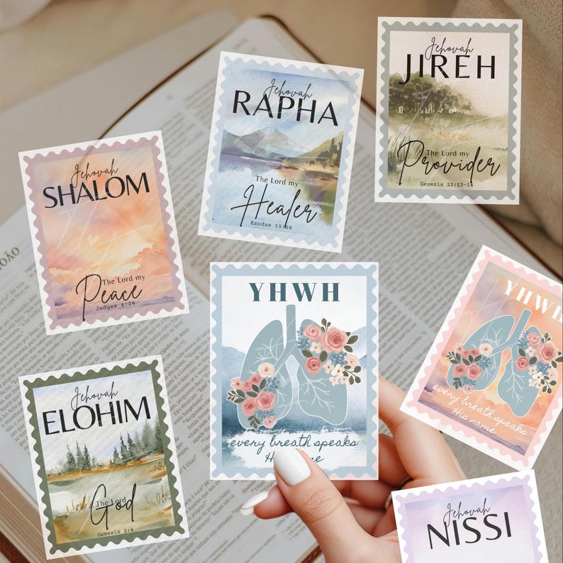 Names of God Stickers Bible Verse Journaling Sticker YHWH Watercolor ...