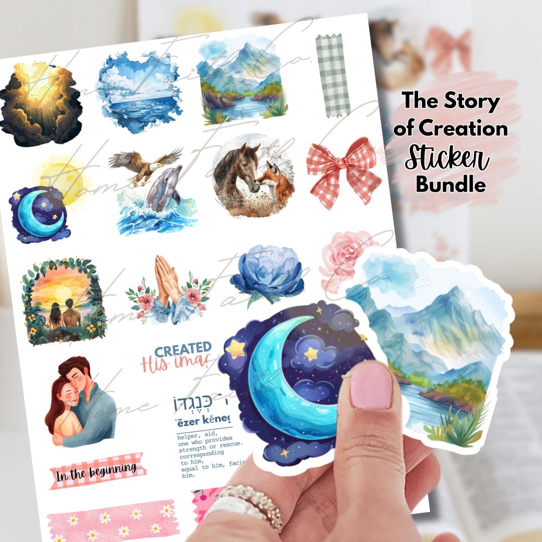 Genesis Bible Journaling Sticker Bundle Christian Watercolor Creation ...