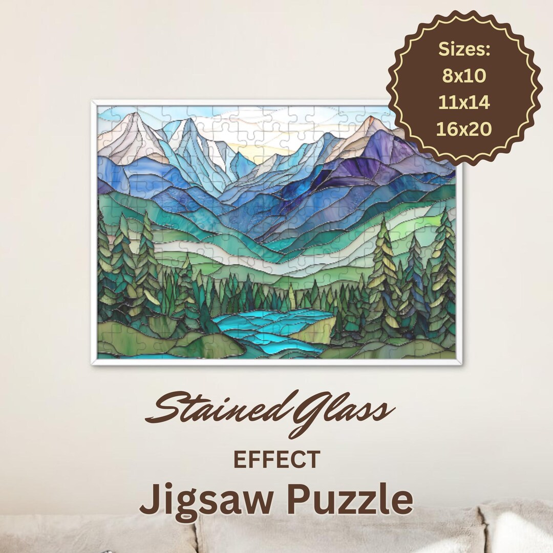 Nature Themed Puzzle Stained Glass Mountains Lover Gift Outdoor Husband ...