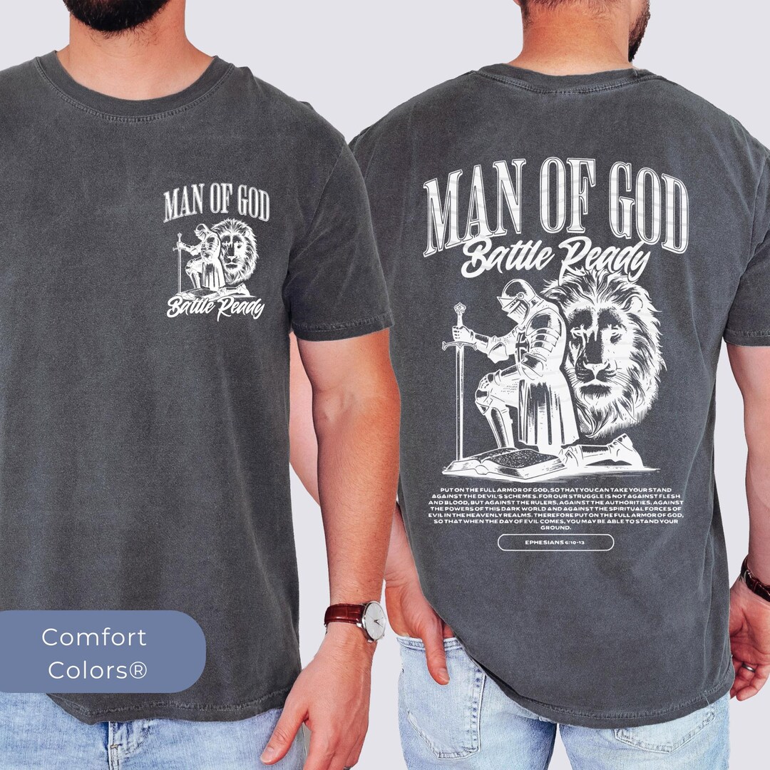 Man of God Christian Comfort Colors T-shirt Armor of God Bible Verse ...