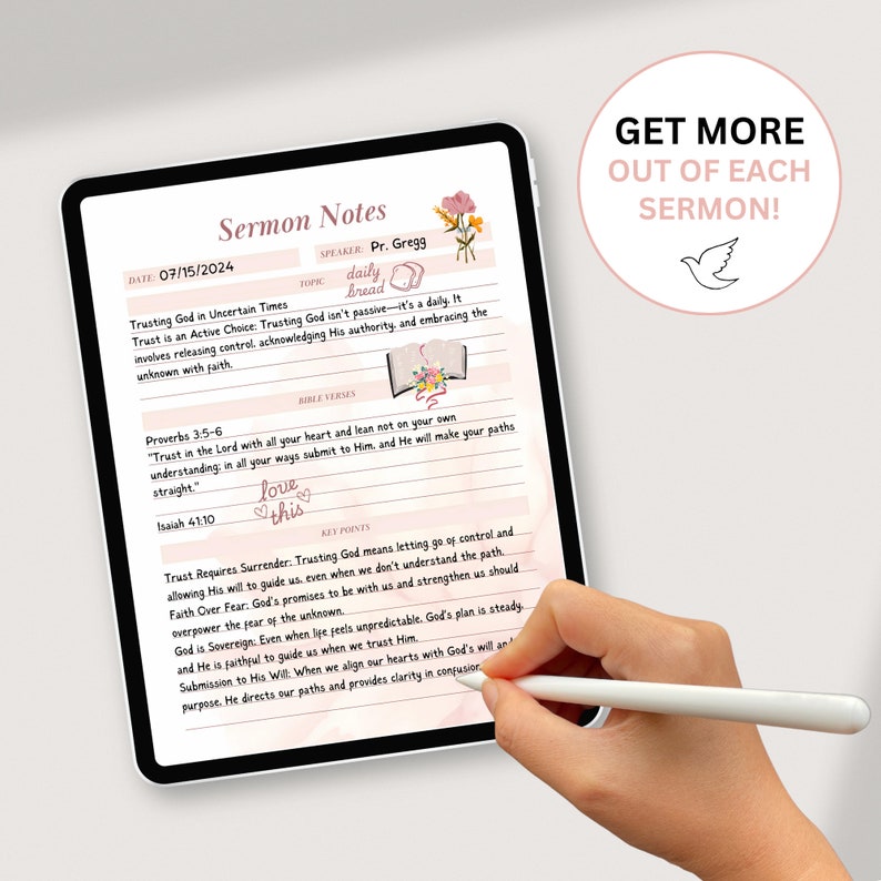 Printable Sermon Notes for Goodnotes Digital Bible Study Guide Stickers ...