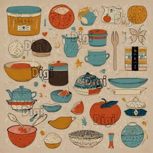 Kitchen Prints SEAMLESS Digital Pattern Scrapbooking Papers for ...