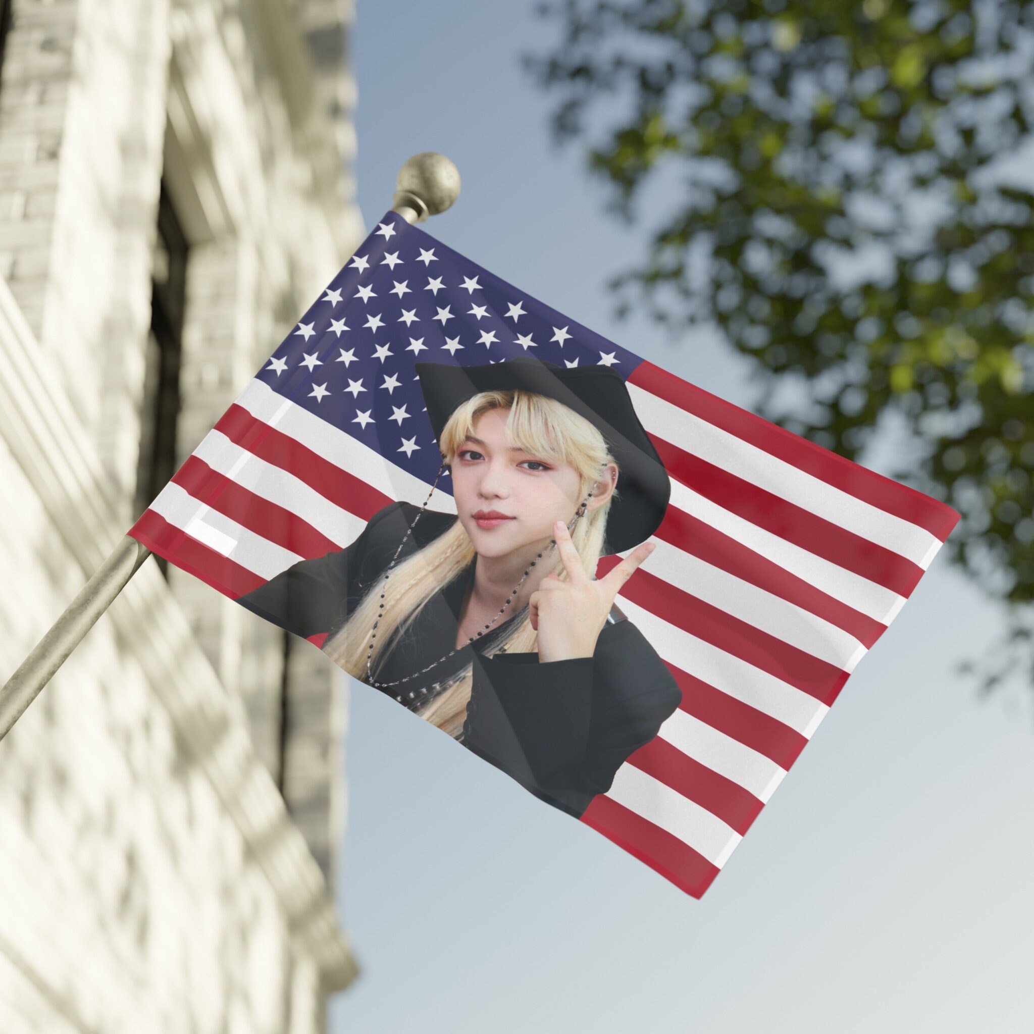 Stray Kids Felix American Flag Banner, SKZ Felix Kpop American Flag ...
