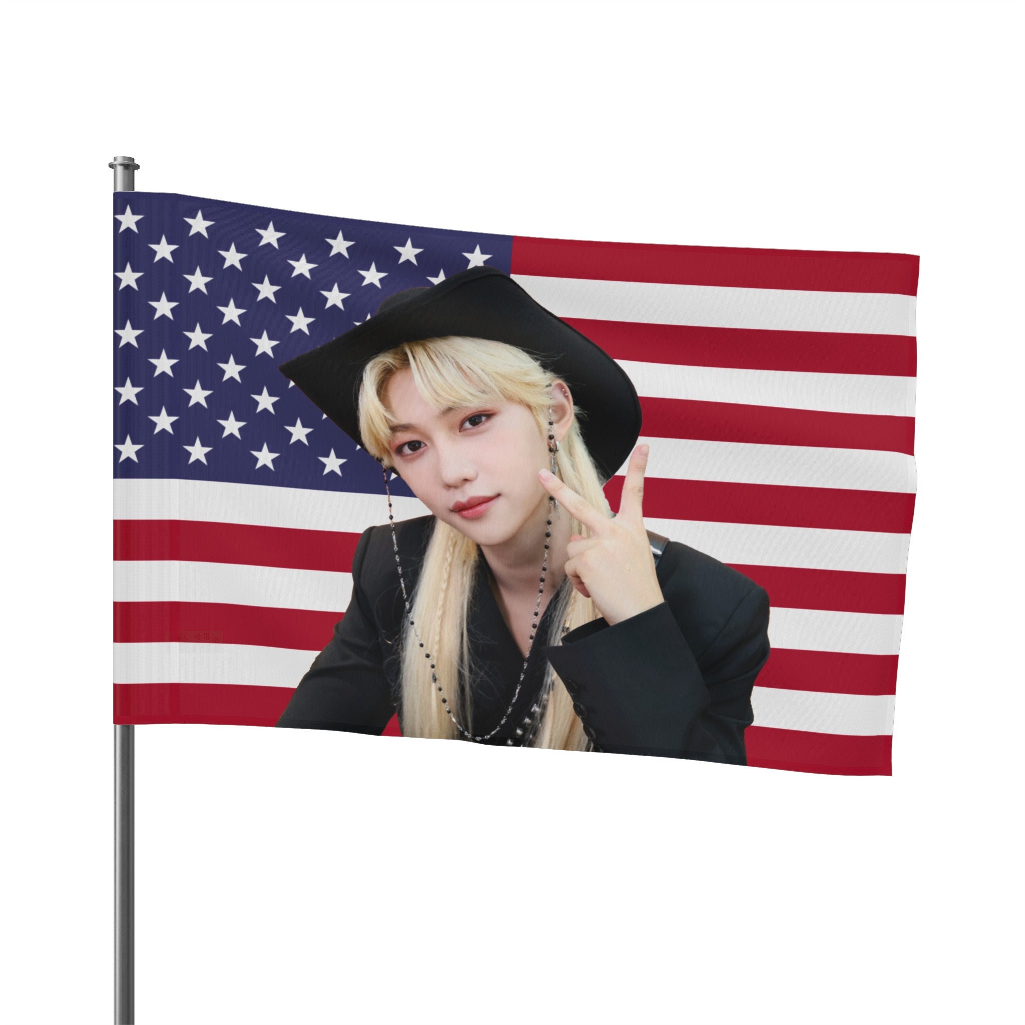 Stray Kids Felix American Flag Banner, SKZ Felix Kpop American Flag ...