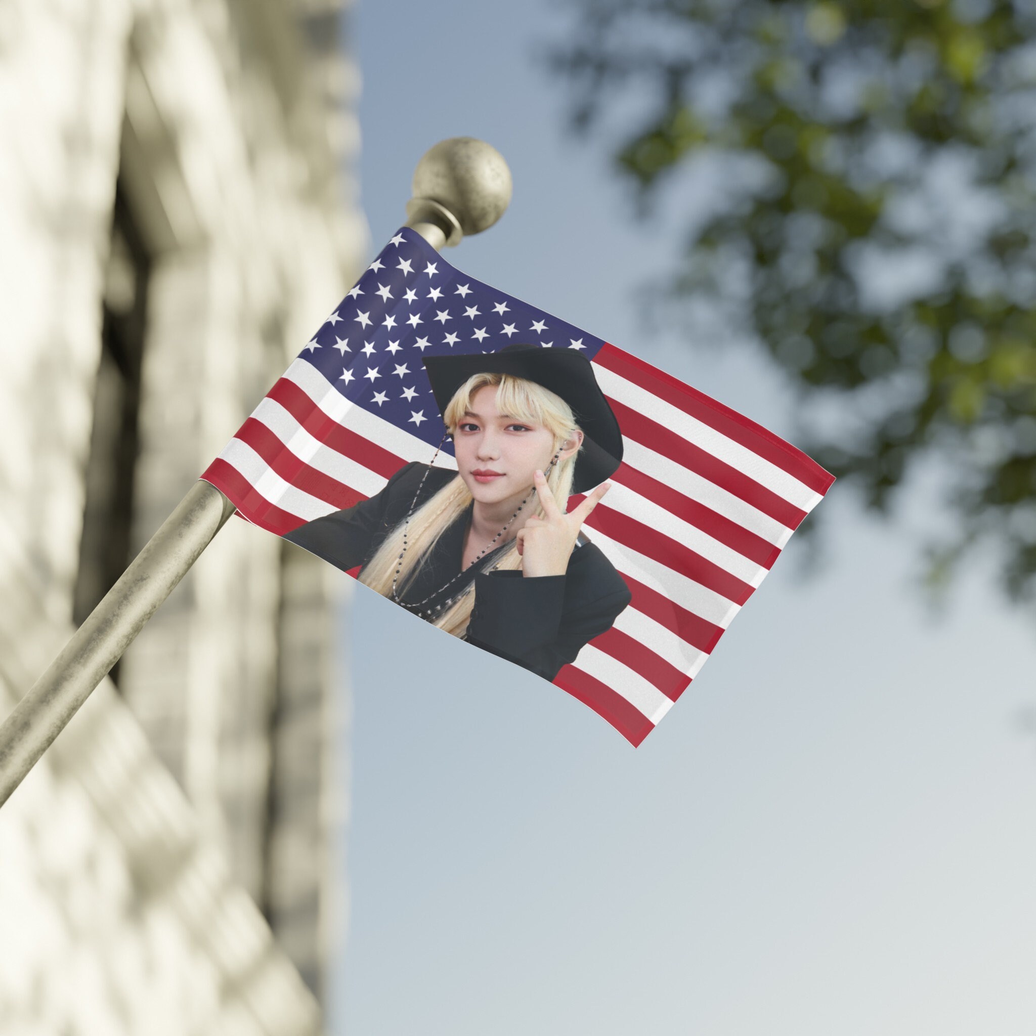 Stray Kids Felix American Flag Banner, SKZ Felix Kpop American Flag ...