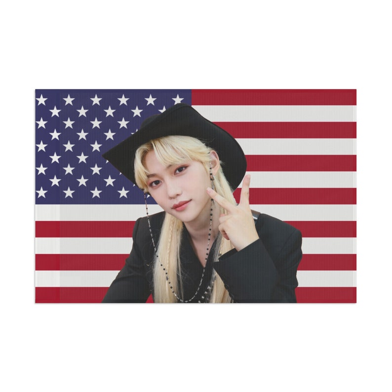 Stray Kids Felix American Flag Banner, SKZ Felix Kpop American Flag ...