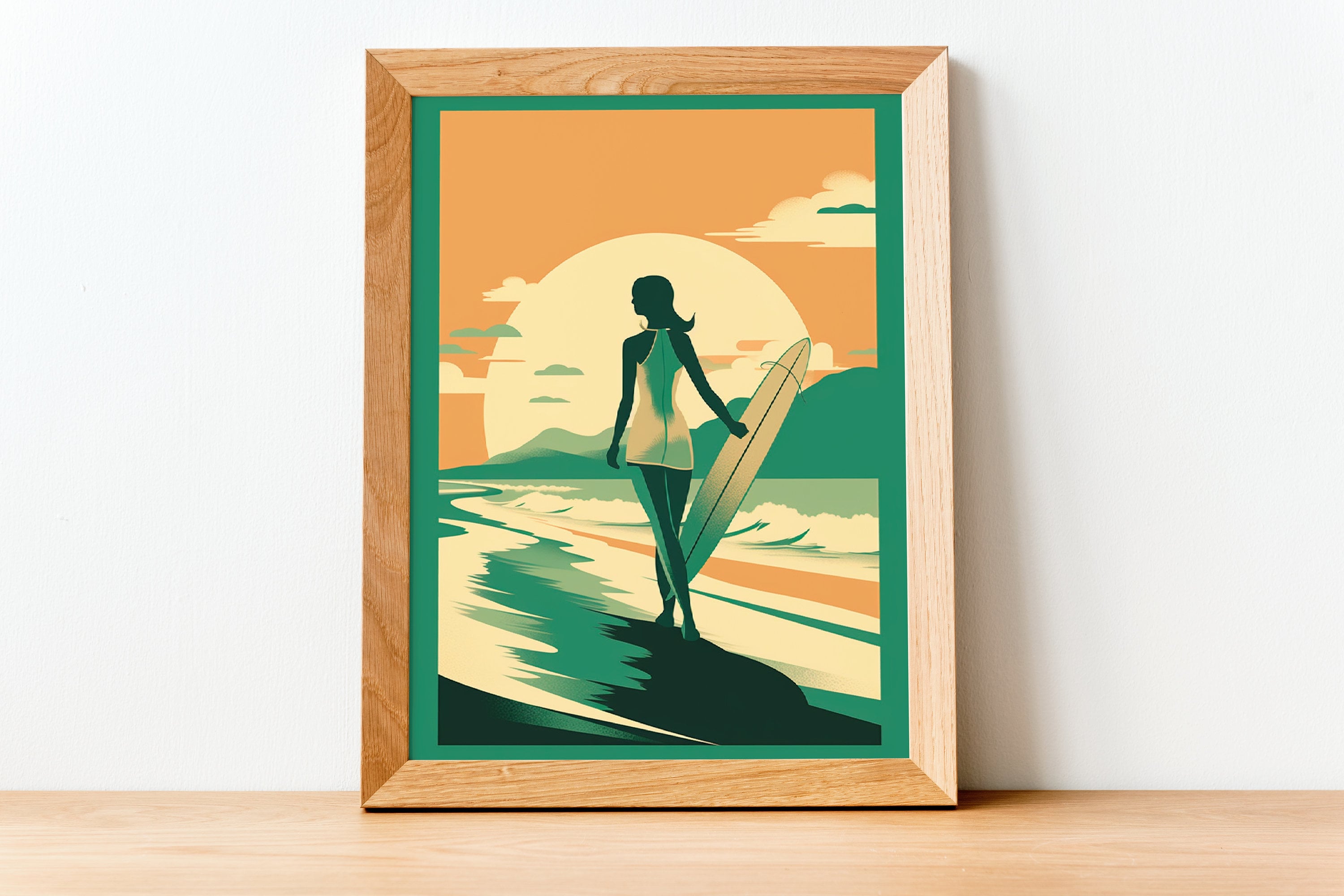 4-set Surf Wall Art, Surf Poster, Surf Print, Vintage Surf Poster ...