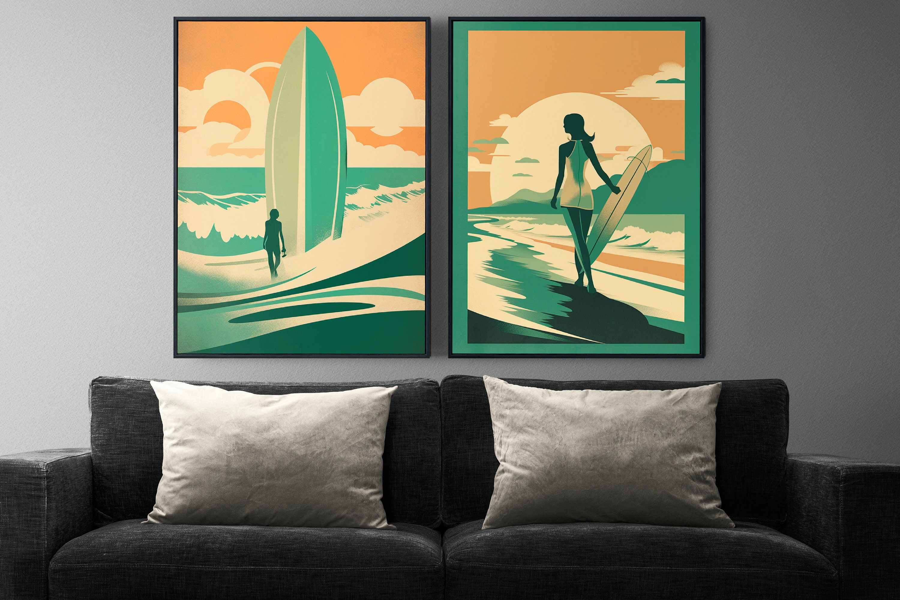 4-set Surf Wall Art, Surf Poster, Surf Print, Vintage Surf Poster ...