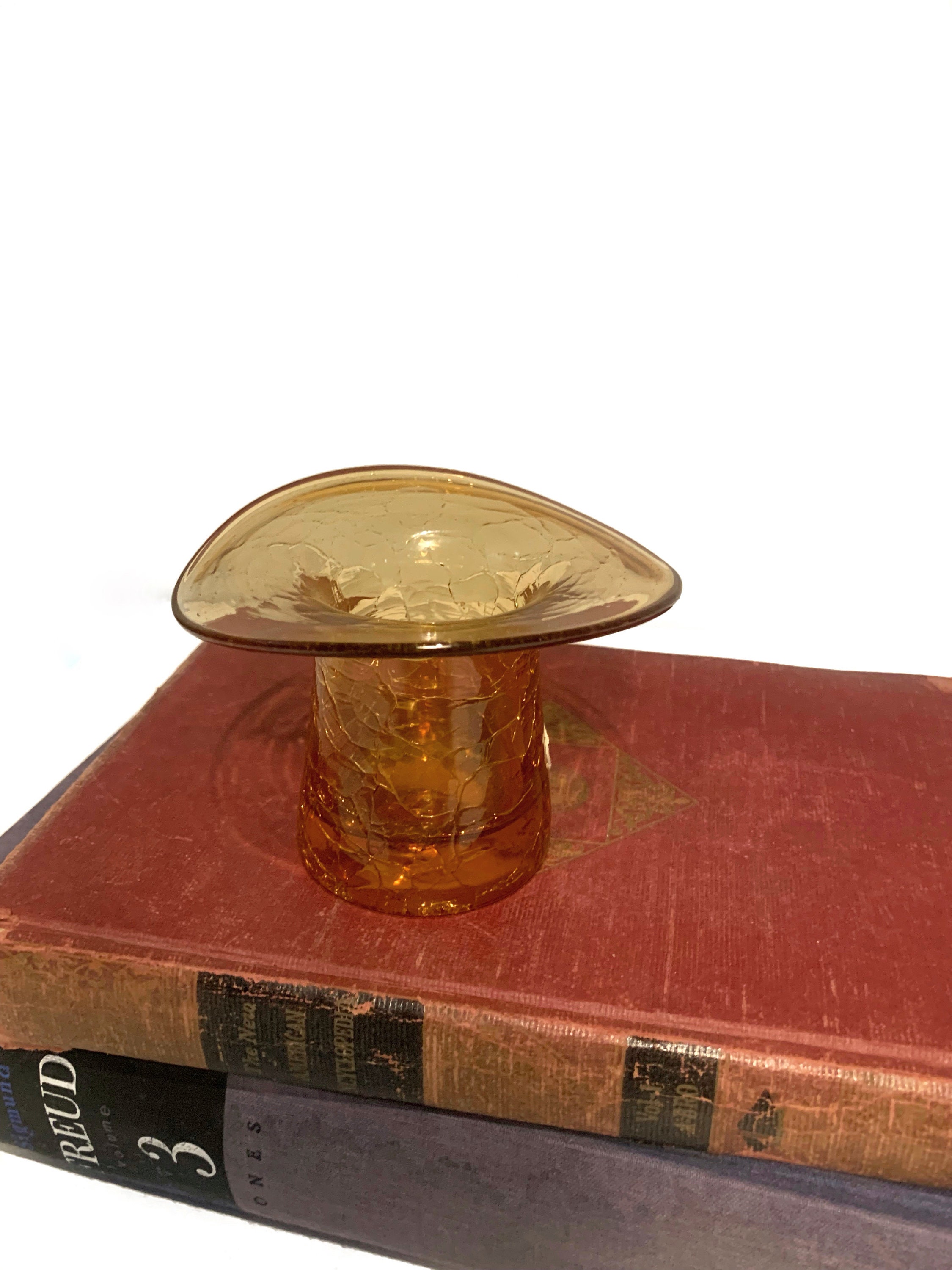 Rainbow Glass Top Hat Vase | Crackle Glass Vase | Glass Hat | Amber ...