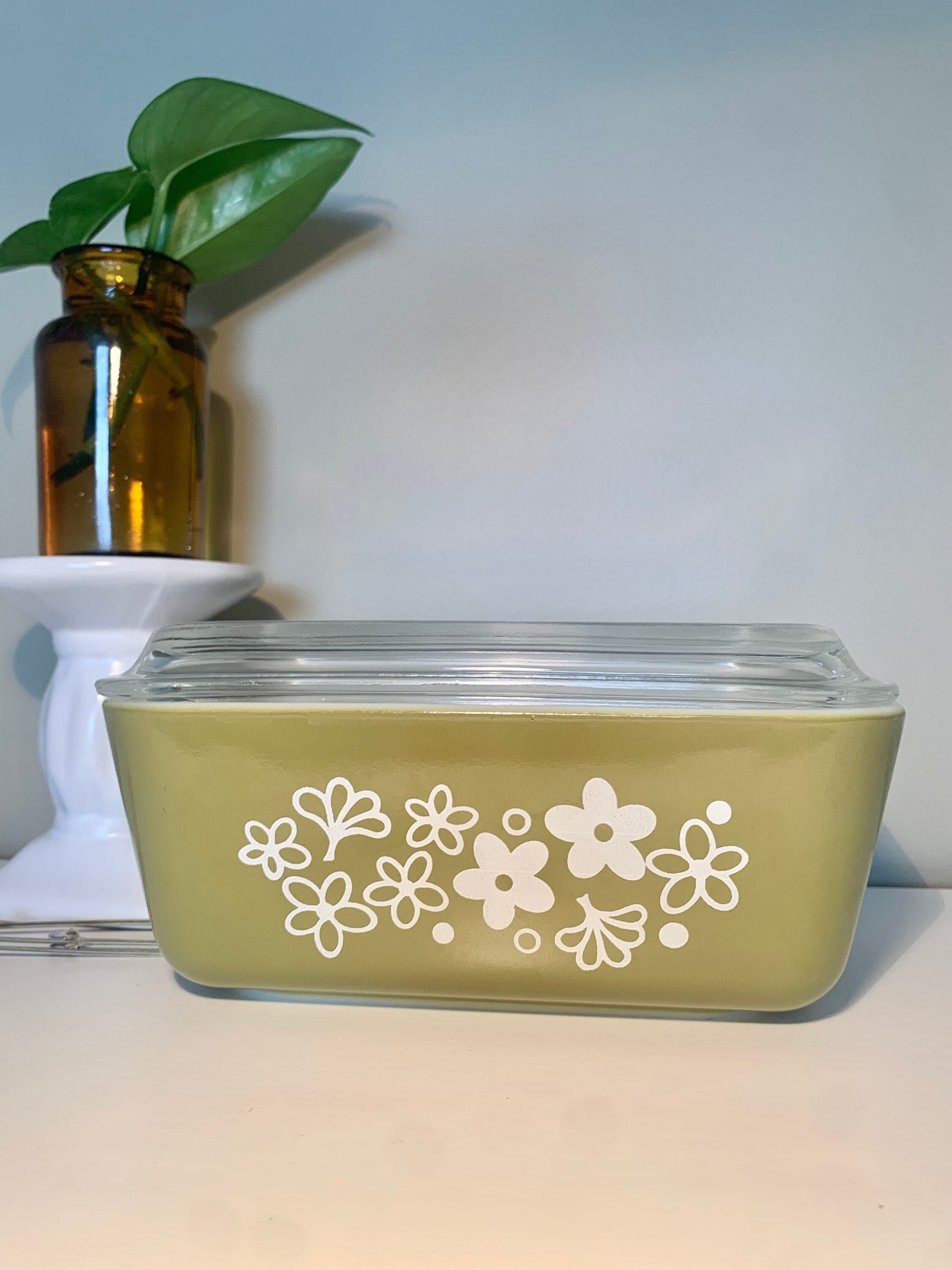 Pyrex Spring Blossom 502 / Original Glass Lid / Vintage Refrigerator ...
