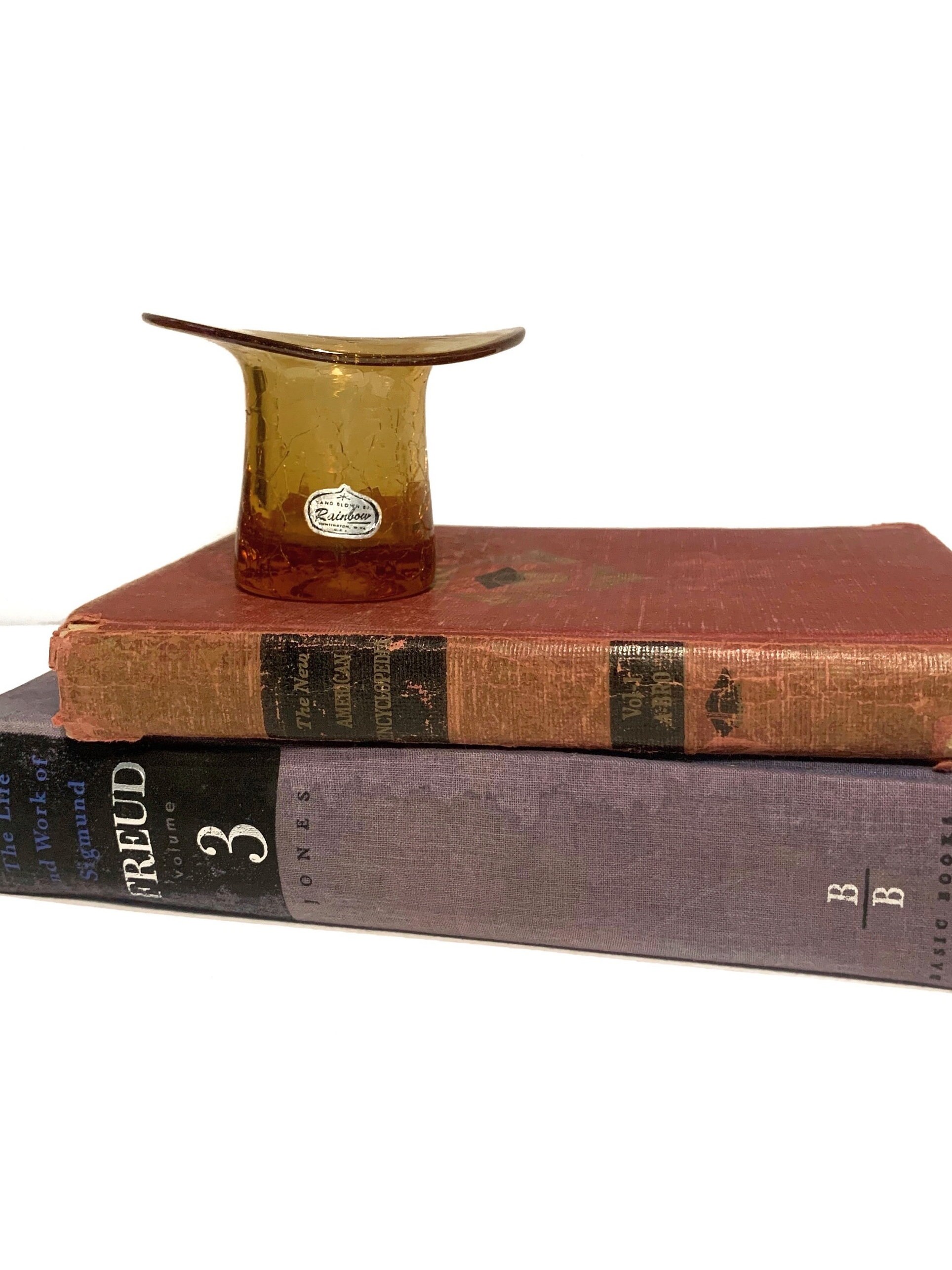 Rainbow Glass Top Hat Vase | Crackle Glass Vase | Glass Hat | Amber ...