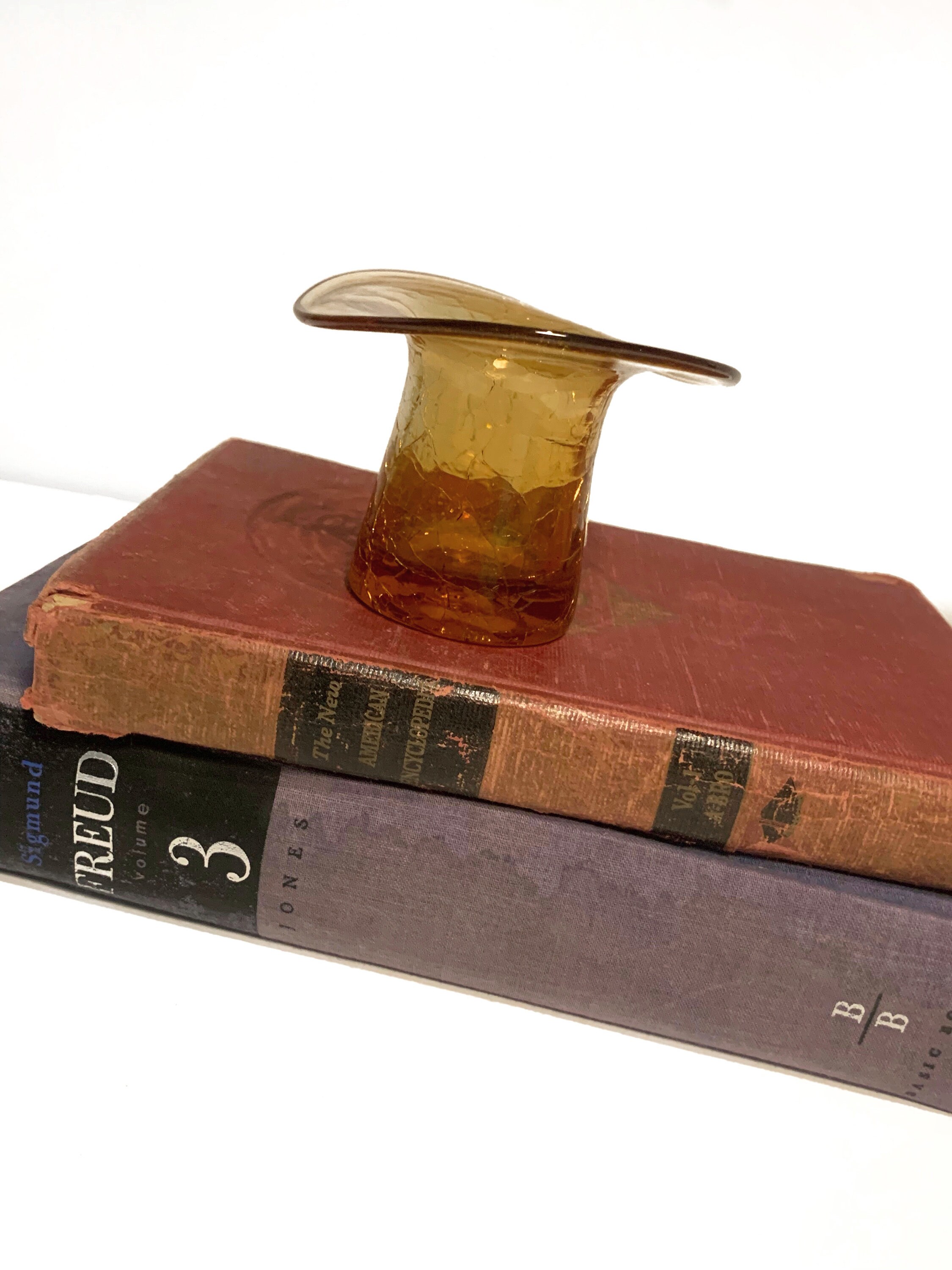 Rainbow Glass Top Hat Vase | Crackle Glass Vase | Glass Hat | Amber ...