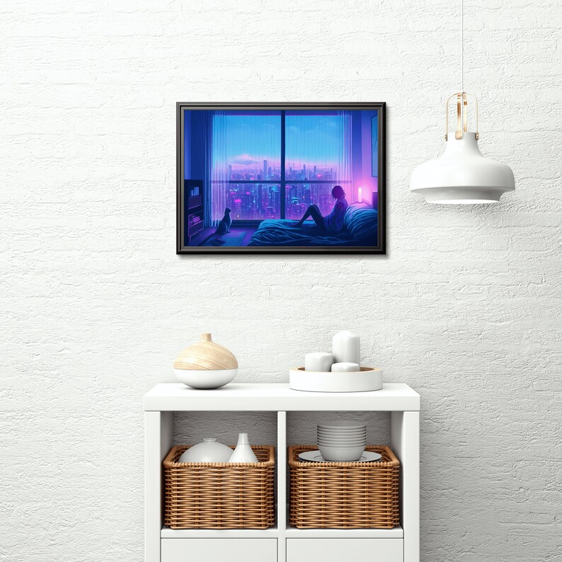 Anime Girl Room City View in the Window Anime Style Painting - Etsy